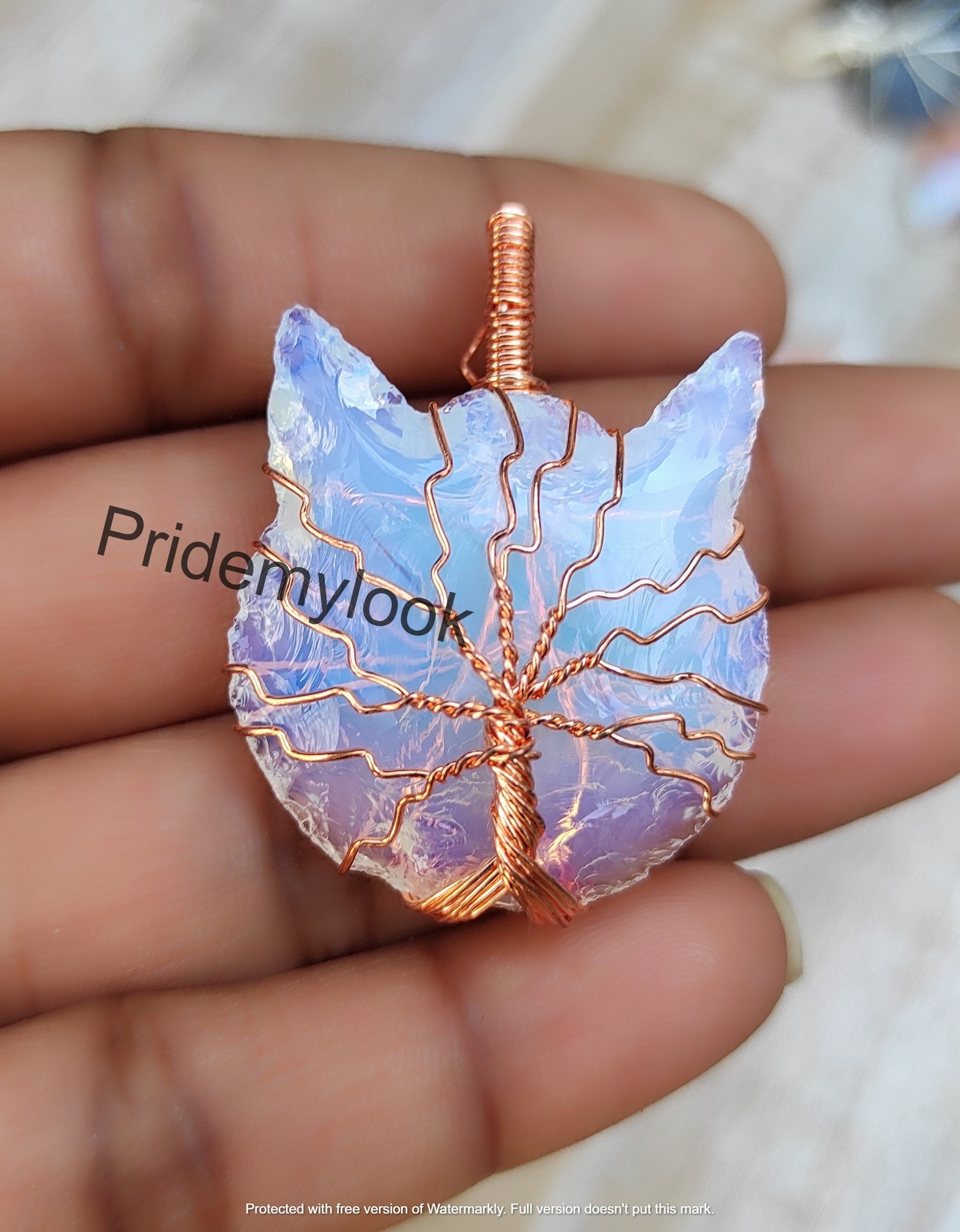 Opalite Cat Head Pendant Opalite Crystal Anti Depression | Etsy