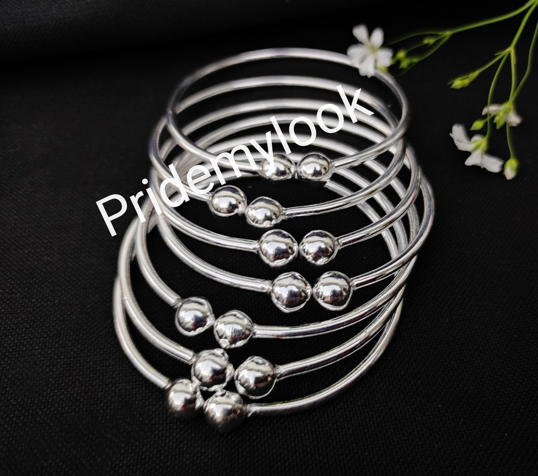 Adjustable Bangles Set, Set of 7 Sterling Silver Bangles, Solid Silver ...