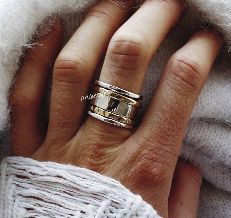 Silver Spinning Ring Meditation Spinner Ring Fidget Ring - Etsy