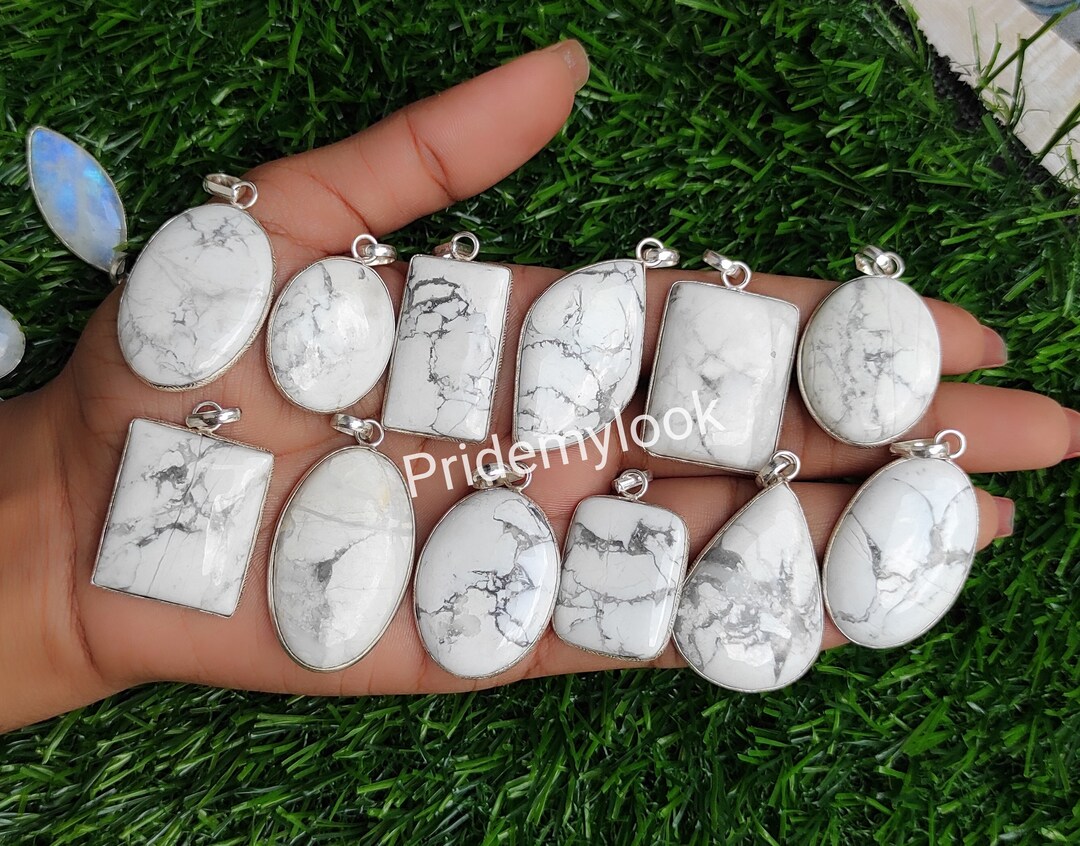 Wholesale Lot !! Natural Howlite Pendants, Howlite Gemstone Pendants ...
