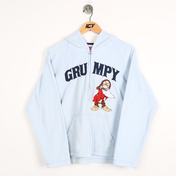 Vintage Disney Grumpy Dwarf Fleece Zip-Up Hoodie Swea… - Gem