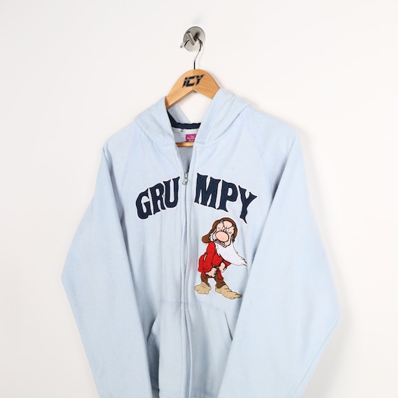 Vintage Disney Grumpy Dwarf Fleece Zip-Up Hoodie Swea… - Gem
