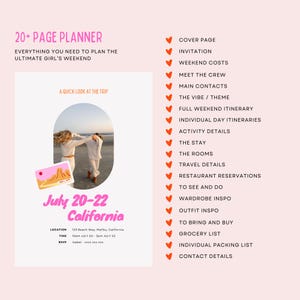 Girls Trip Itinerary Template: Customizable Travel Planner (canva ...
