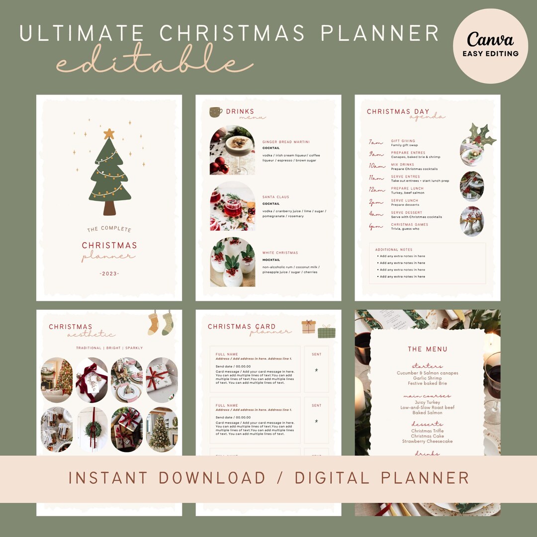 Ultimate Christmas Planner Template, Editable Digital Planner ...