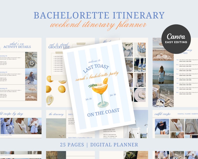Beach Bachelorette Itinerary Template & Planner, Hens Party Itinerary ...