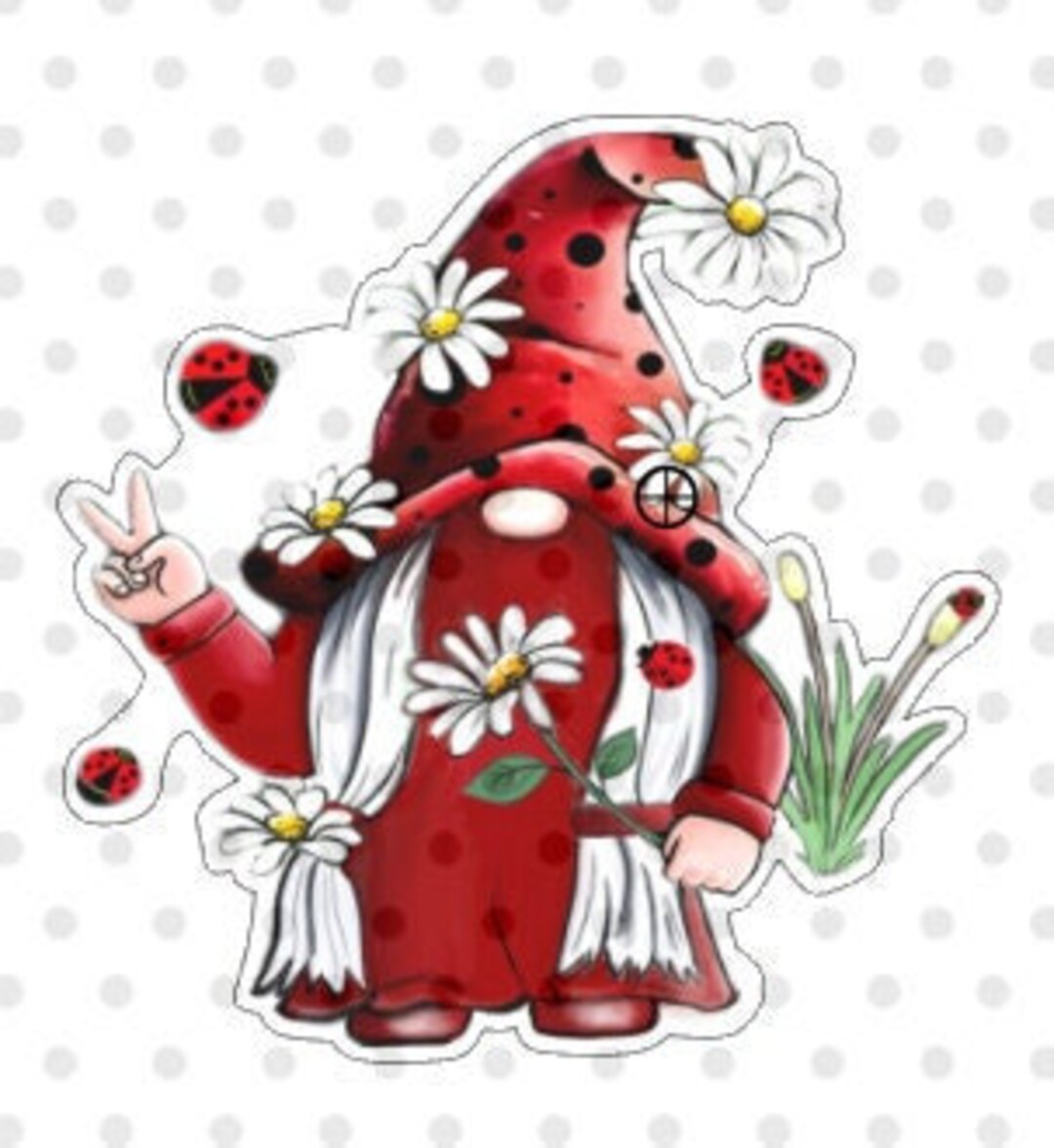 DAISY FLOWER GNOME Springtime Peace Sign Lady Bugs Gnome - Etsy