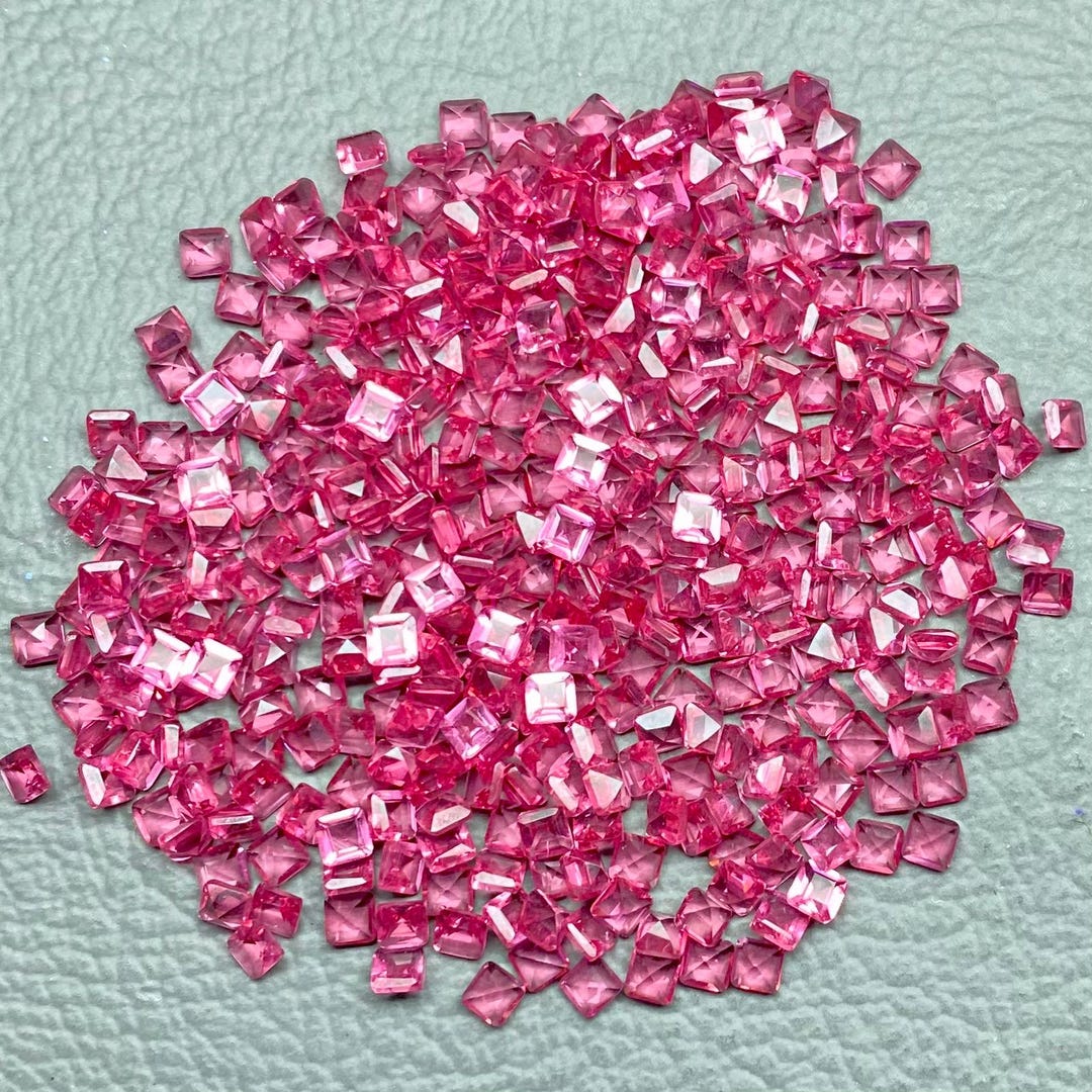 2.5 Mm Square Cut Excellent Cut Square Pink Red Tourmaline Glass Nano ...