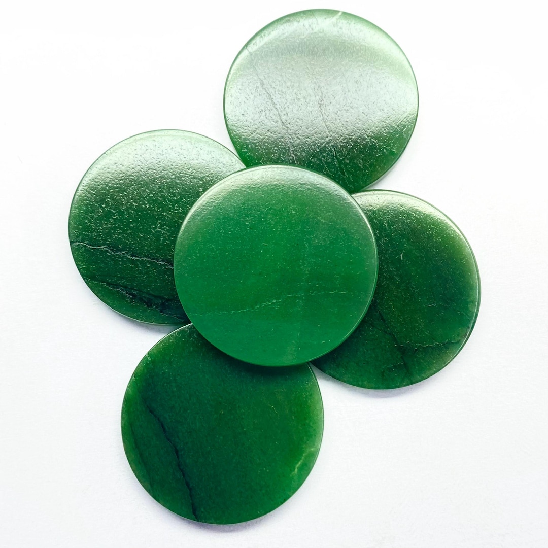 25 Mm Coin Flat-nephrite Jade Round Flat, Natural Green Jade, Green ...