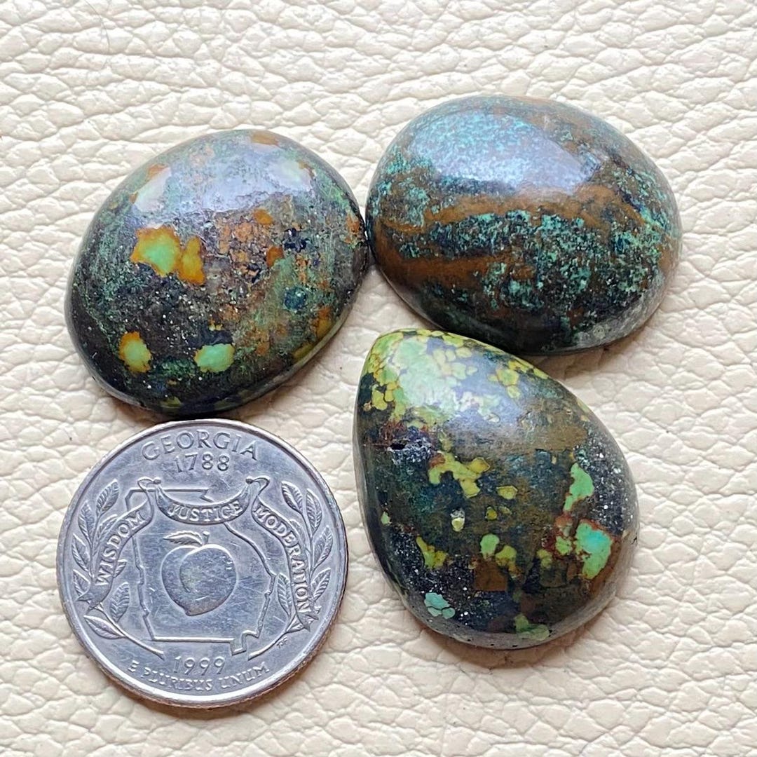 3 Pcs Antique Turquoise-rare Antique Tibetan Turquoise Cab Lot,tibetan ...