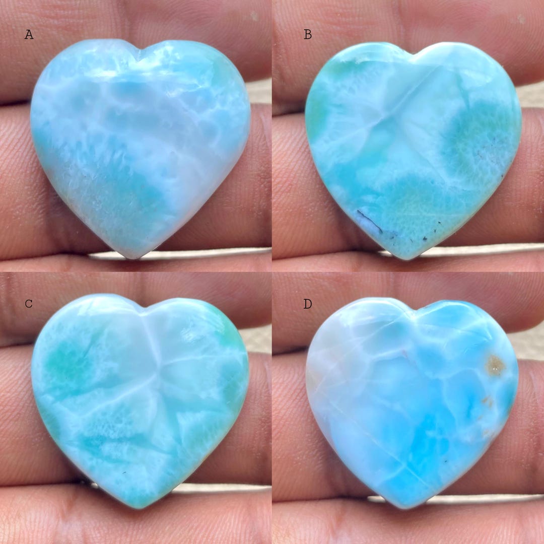 Beautiful Larimar Heart Stone,high Grade Blue Larimar Heart Cab-mix ...