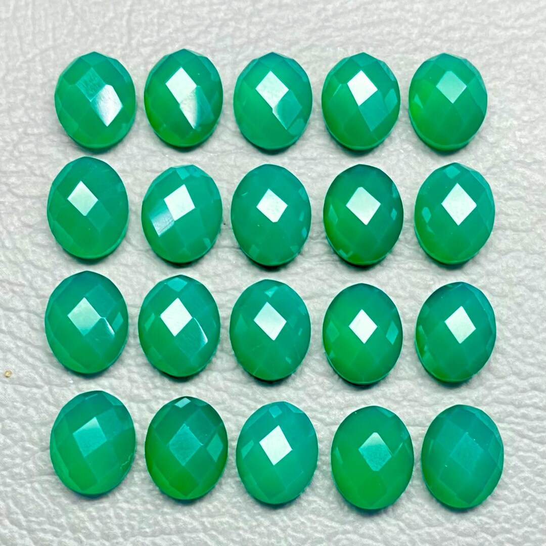 7X9 Oval Checker Stone-aaa Quality Indian Natural Green Onyx Shape Both ...