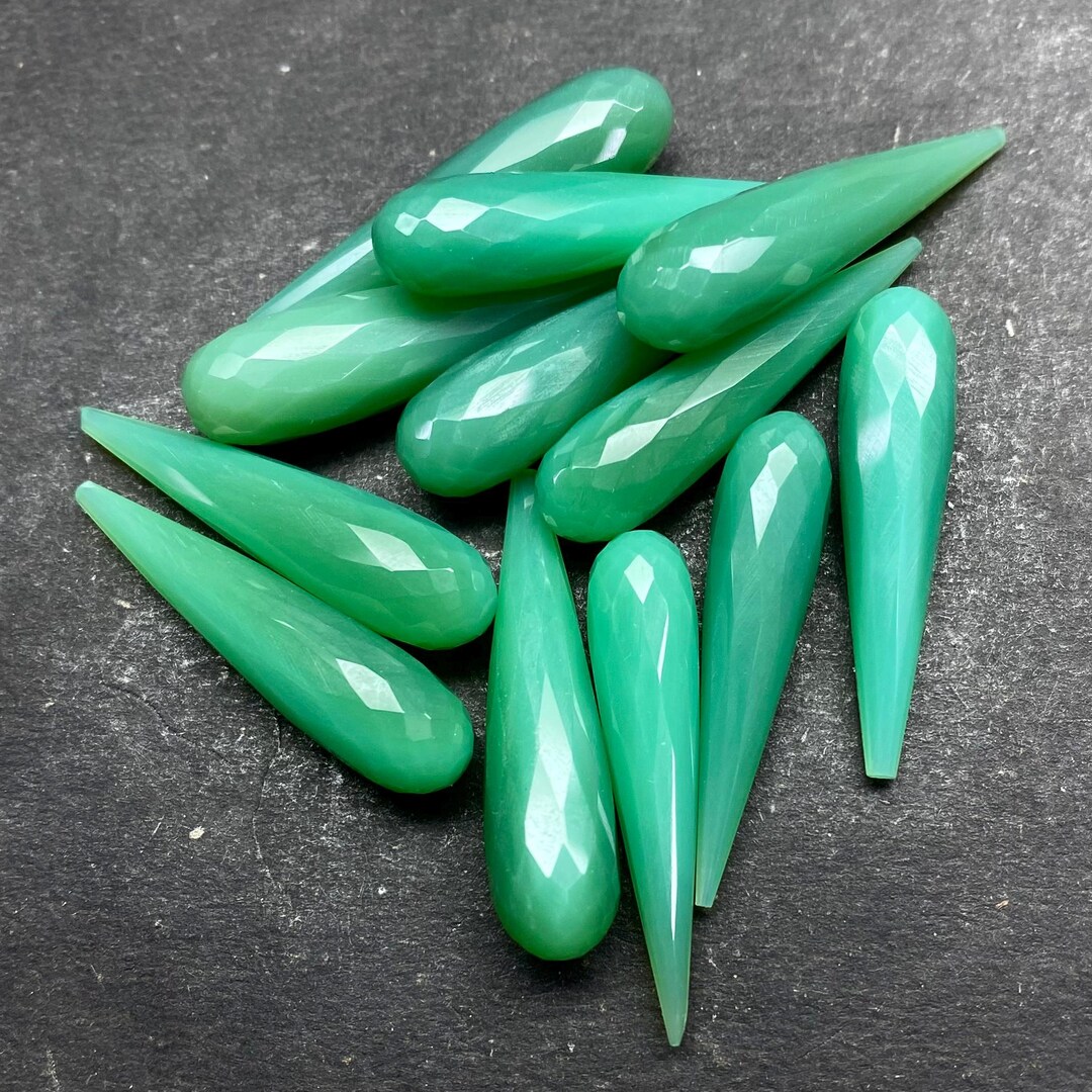 40X8 Mm Drop Cut-limited Stock Chrysoprase Chalcedony Cut-wholesale ...