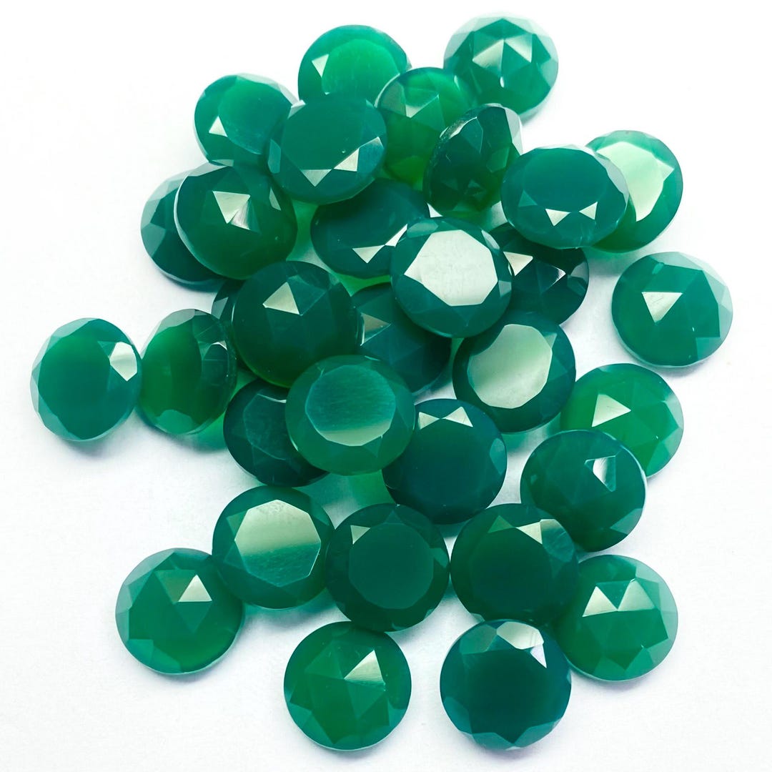 10 Mm Round Rose Cut-a+ Green ONYX Rose Cut-unique Green Onyx Cut-green ...