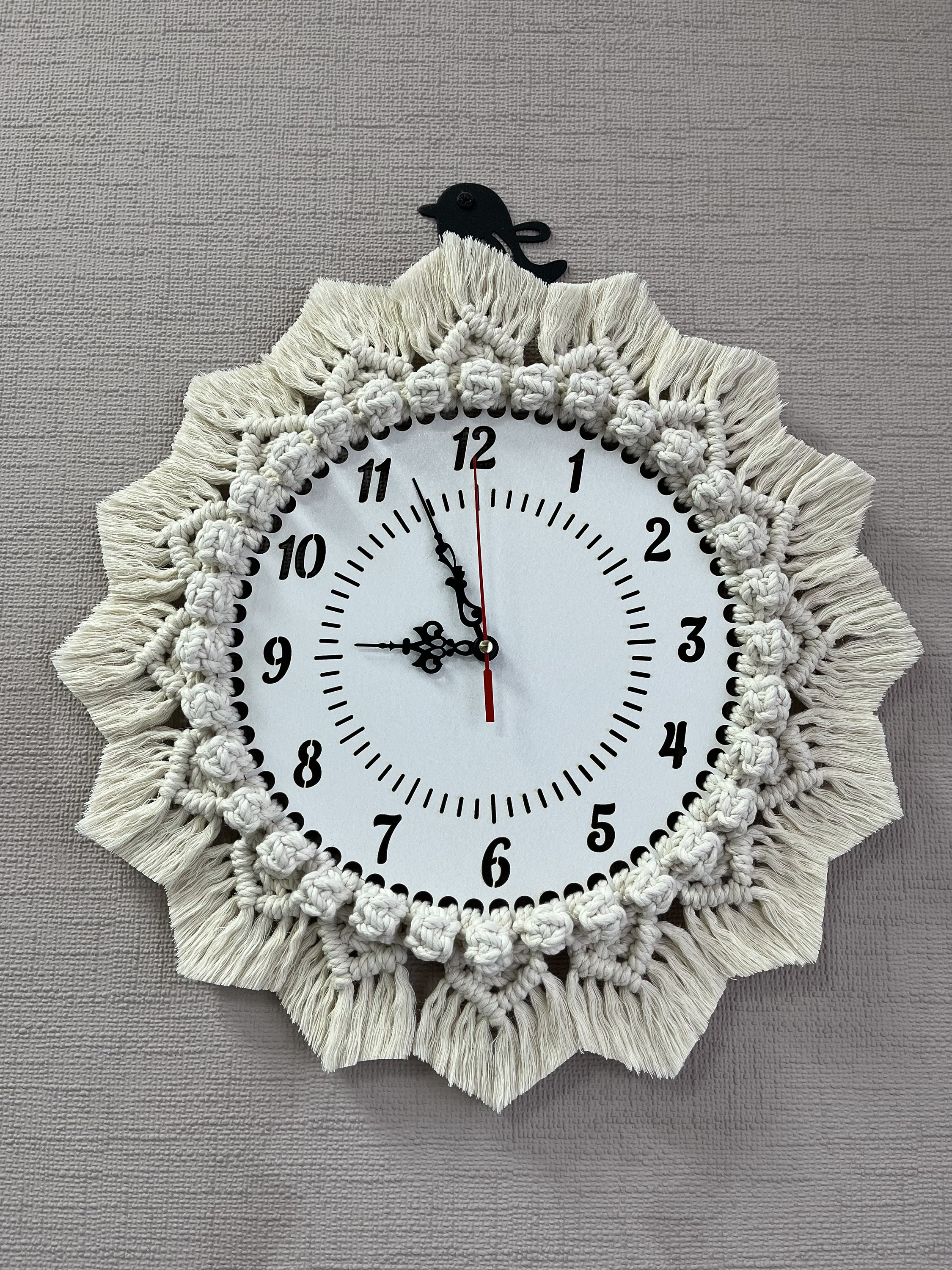 Macrame Wall Clock Rustical Art Wall - Etsy