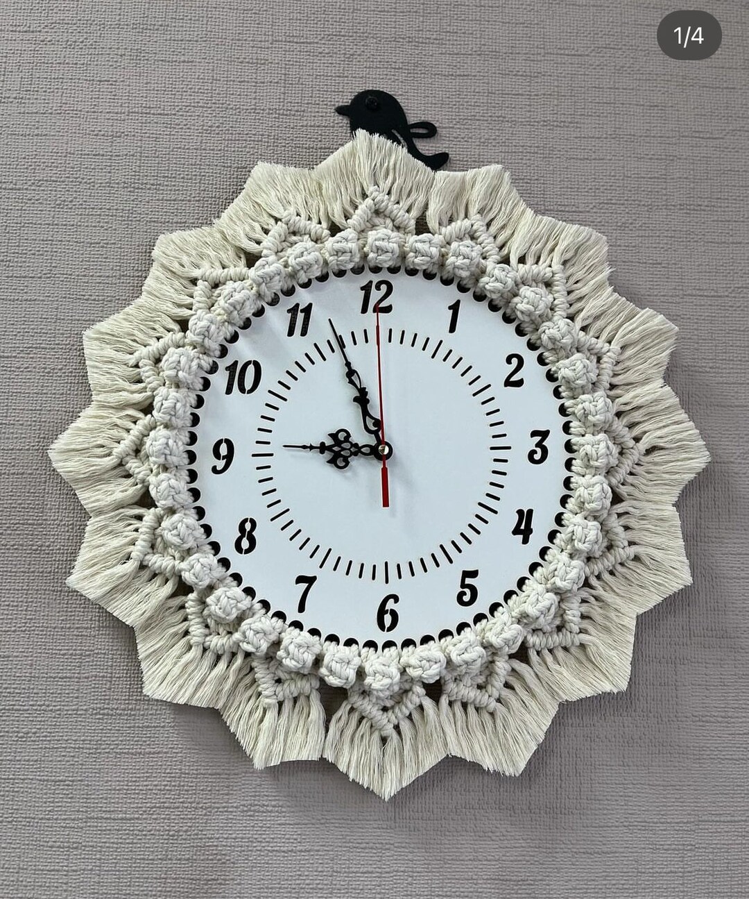 Macrame Wall Clock Rustical Art Wall - Etsy