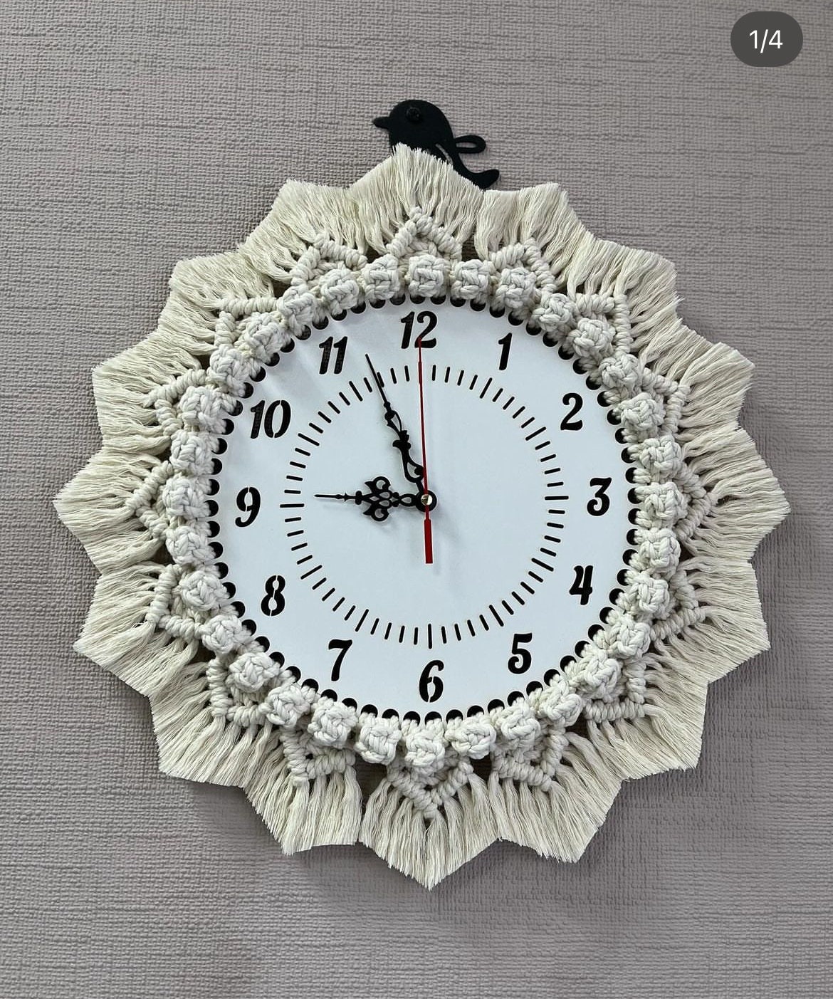 Macrame Wall Clock Rustical Art Wall - Etsy