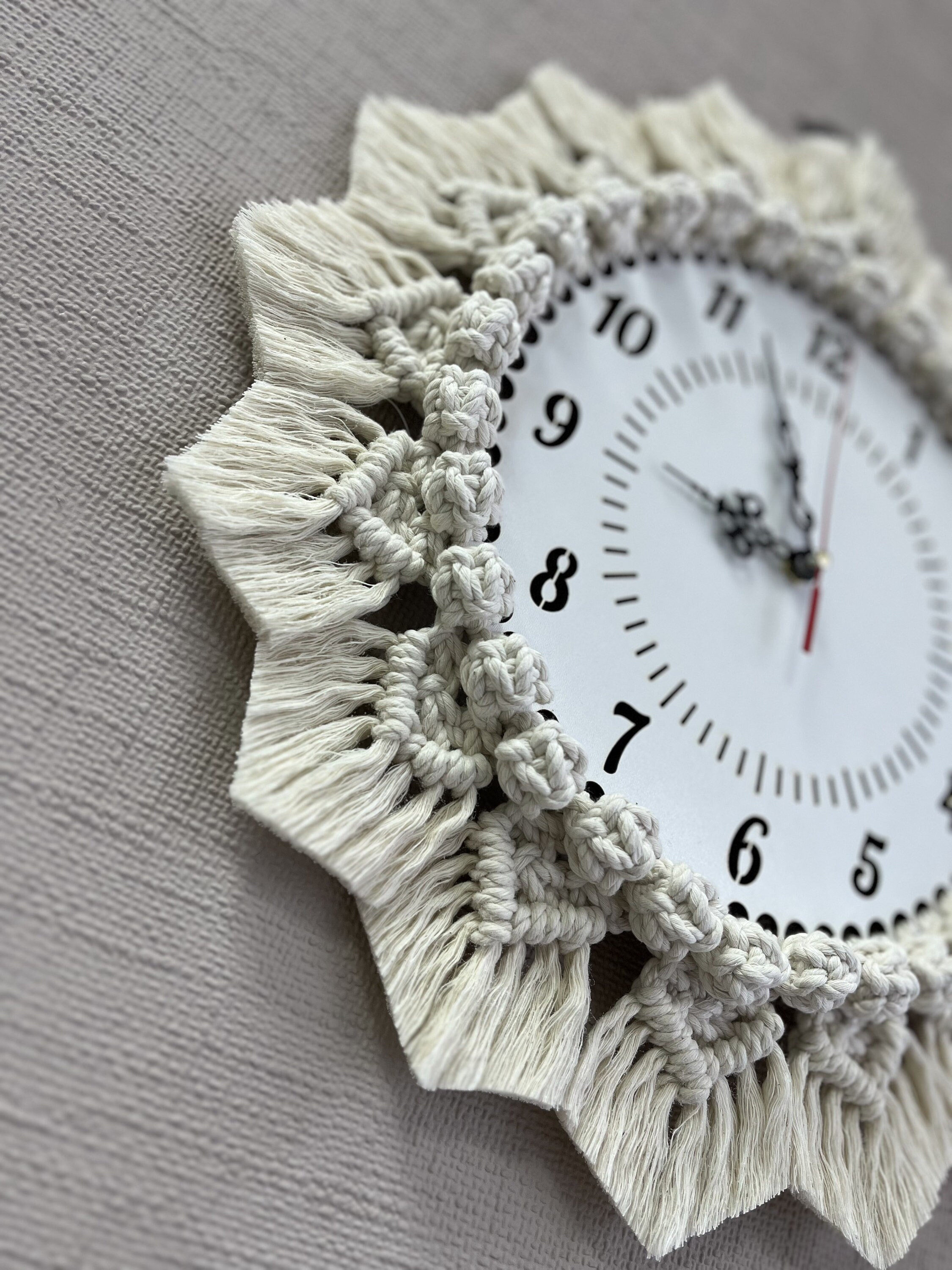 Macrame Wall Clock Rustical Art Wall - Etsy
