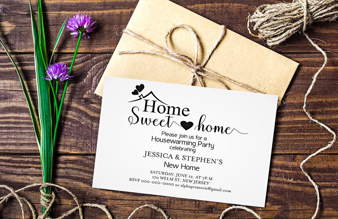 Housewarming Party Invitation, Home Sweet Home Cards, Editable, Best ...