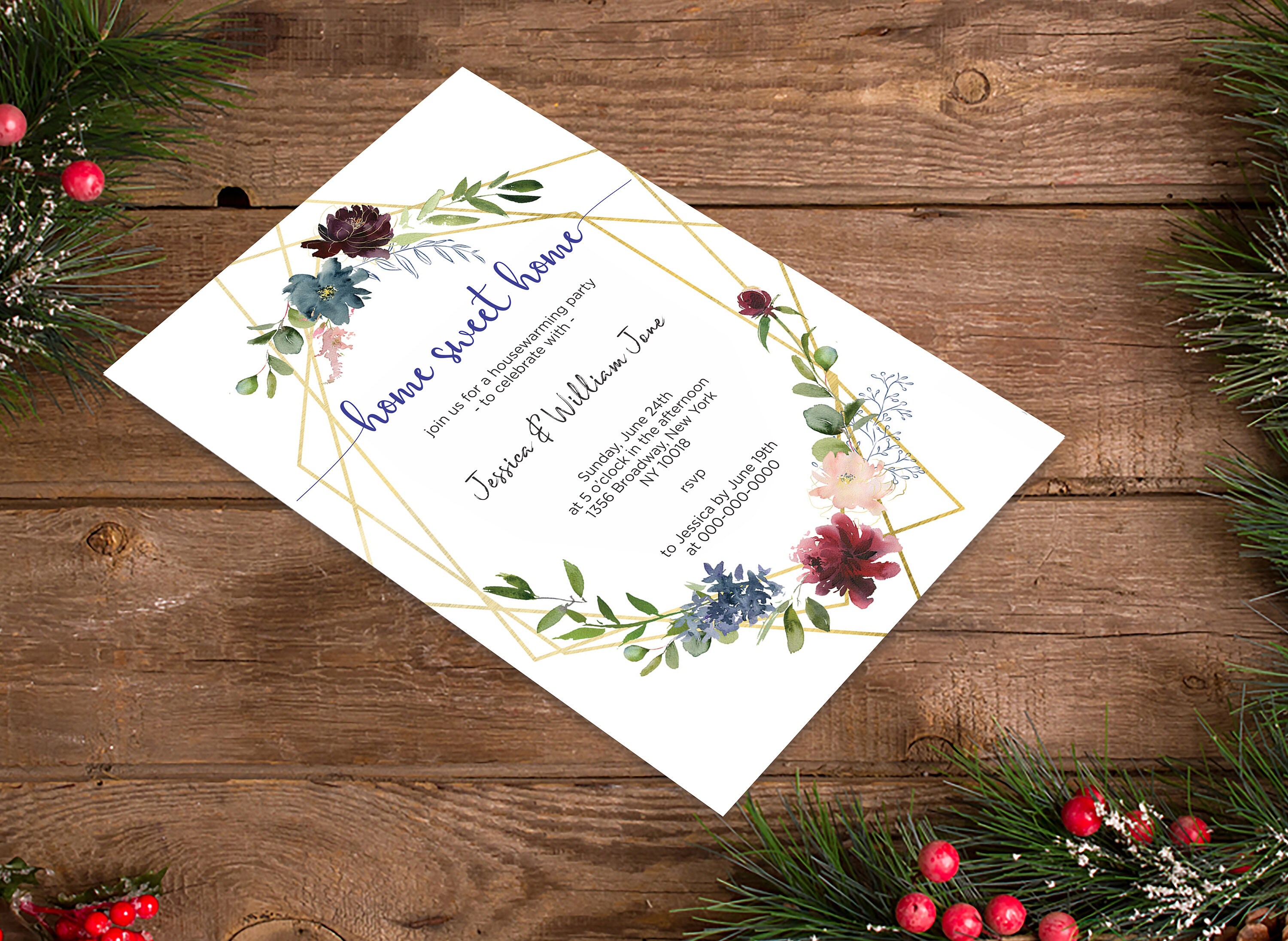 Housewarming Invitation Home Sweet Floral Home New House | Etsy