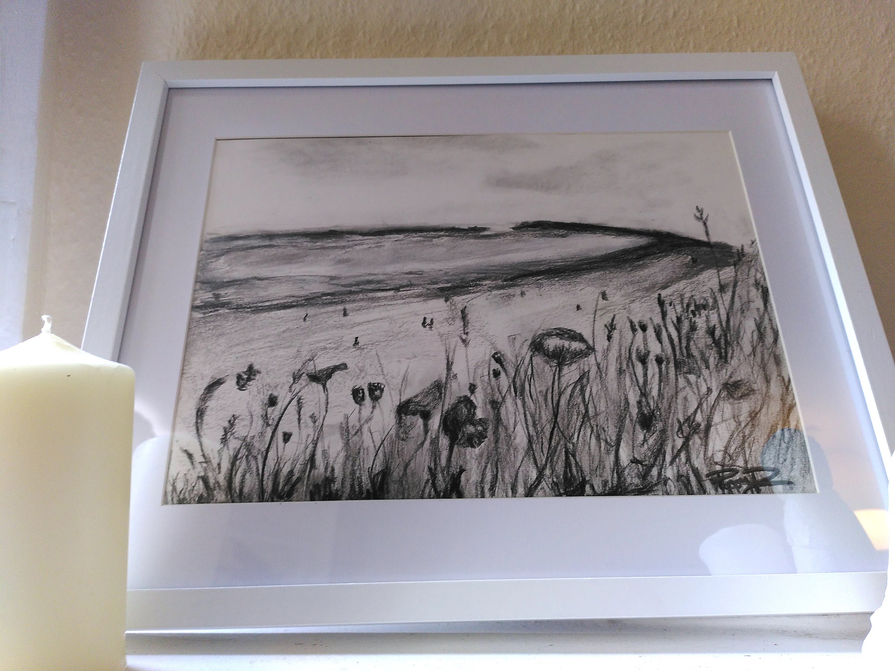 Original Landscape, Charcoal Drawing, Pembrokeshire Countryside, Wales ...