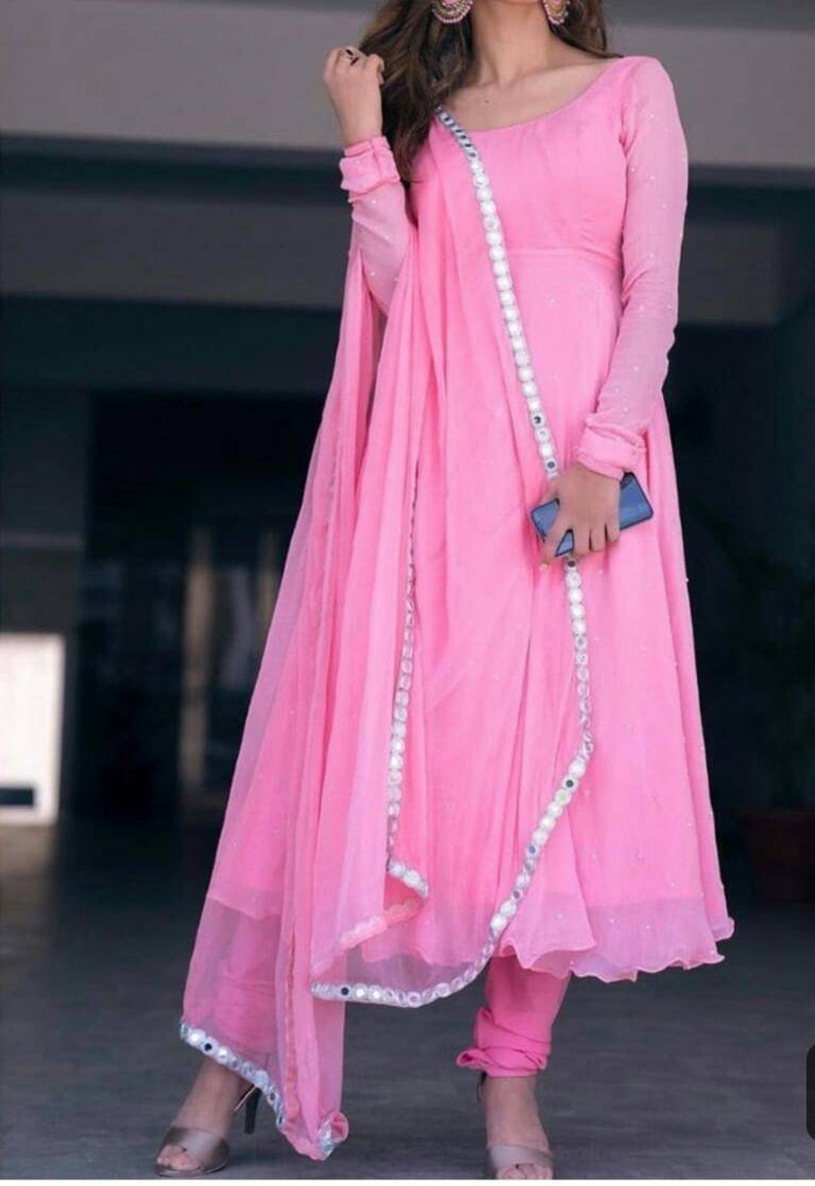 Designer Bollywood Style Pink Color Georgette Anarkali Suit - Etsy
