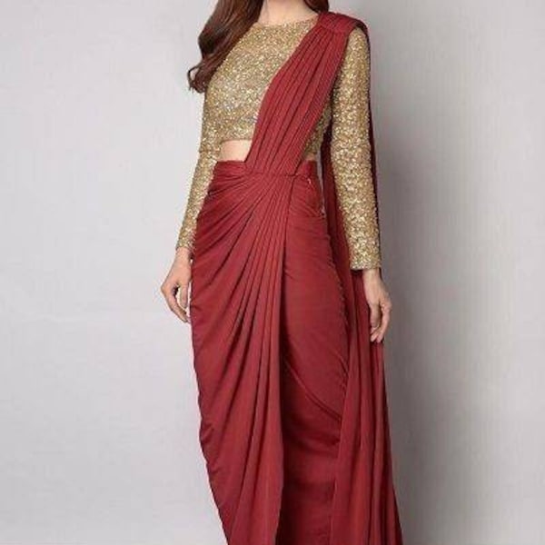 Pre Stitched Saree - Etsy