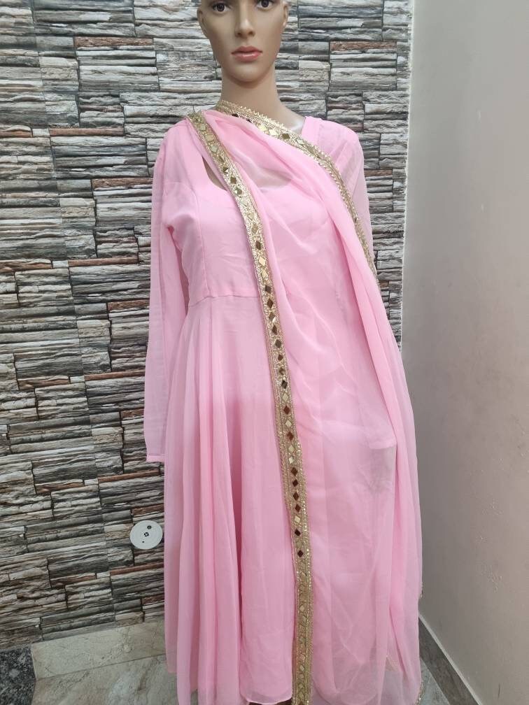 Designer Bollywood Style Pink Color Georgette Anarkali Suit - Etsy