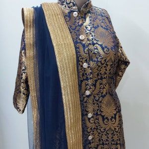 Pure Brocade Indian Designer Sherwani Dress/party Wear Salwar Suit ...