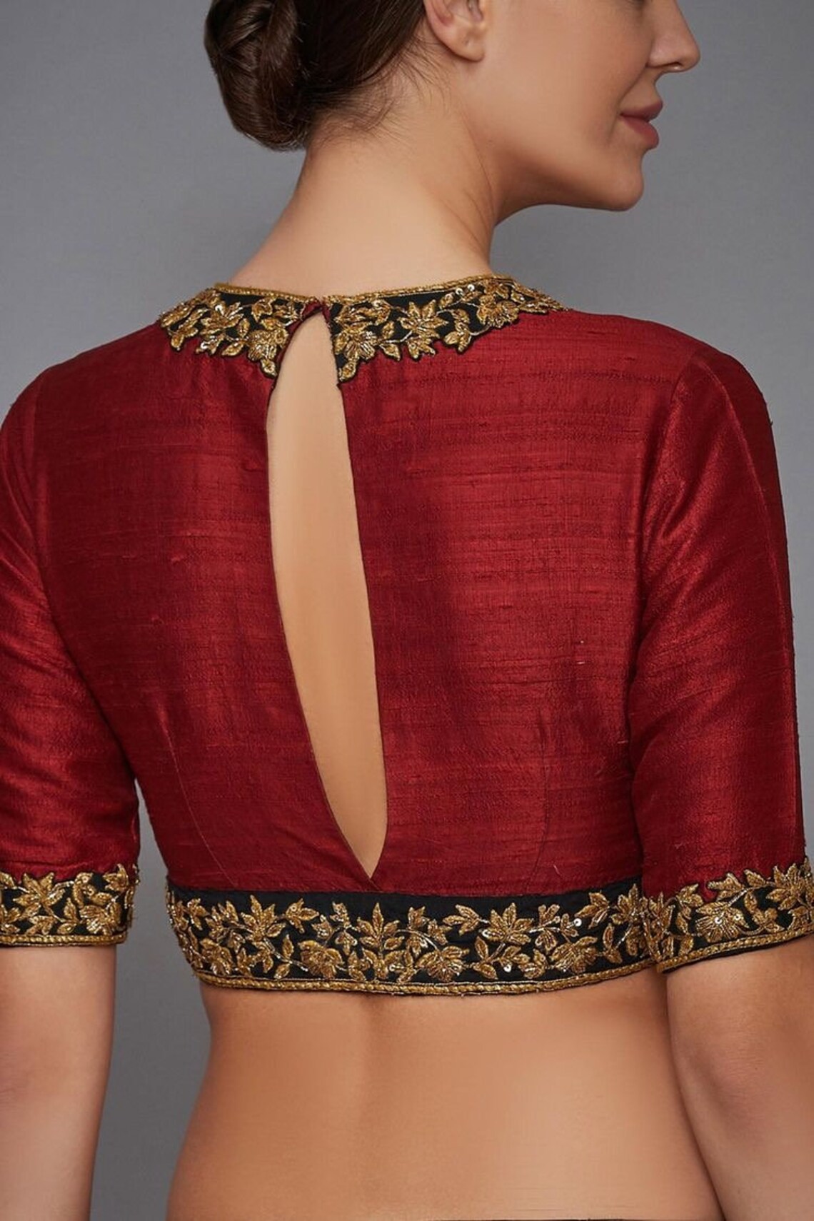 Red Raw Silk Fully Embroidered Blouse Party Wear Designer Zardozi ...