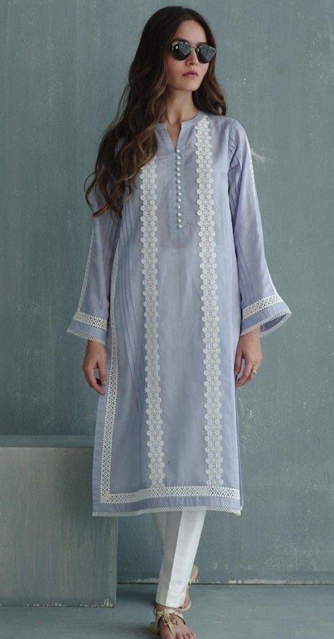 Pastel Blue Salwar Kameez/modal Satin Pakistani Salwar Suit/casual Wear ...