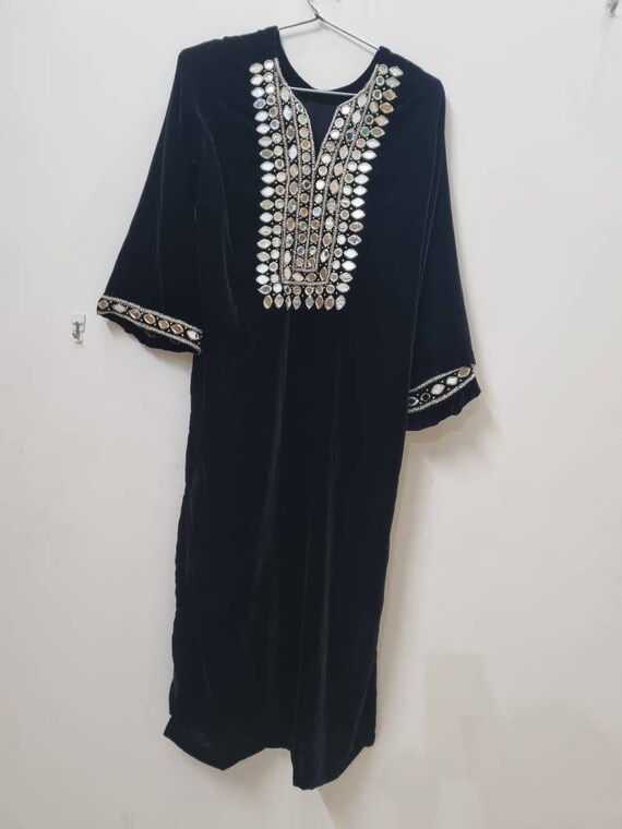 Pakistani Mirror Work Black Color Velvet Kurta Plazzo Set - Etsy