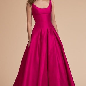 Rani Pink Color Silk Gown Custom Made Evening Outfit Long Frock Wedding ...
