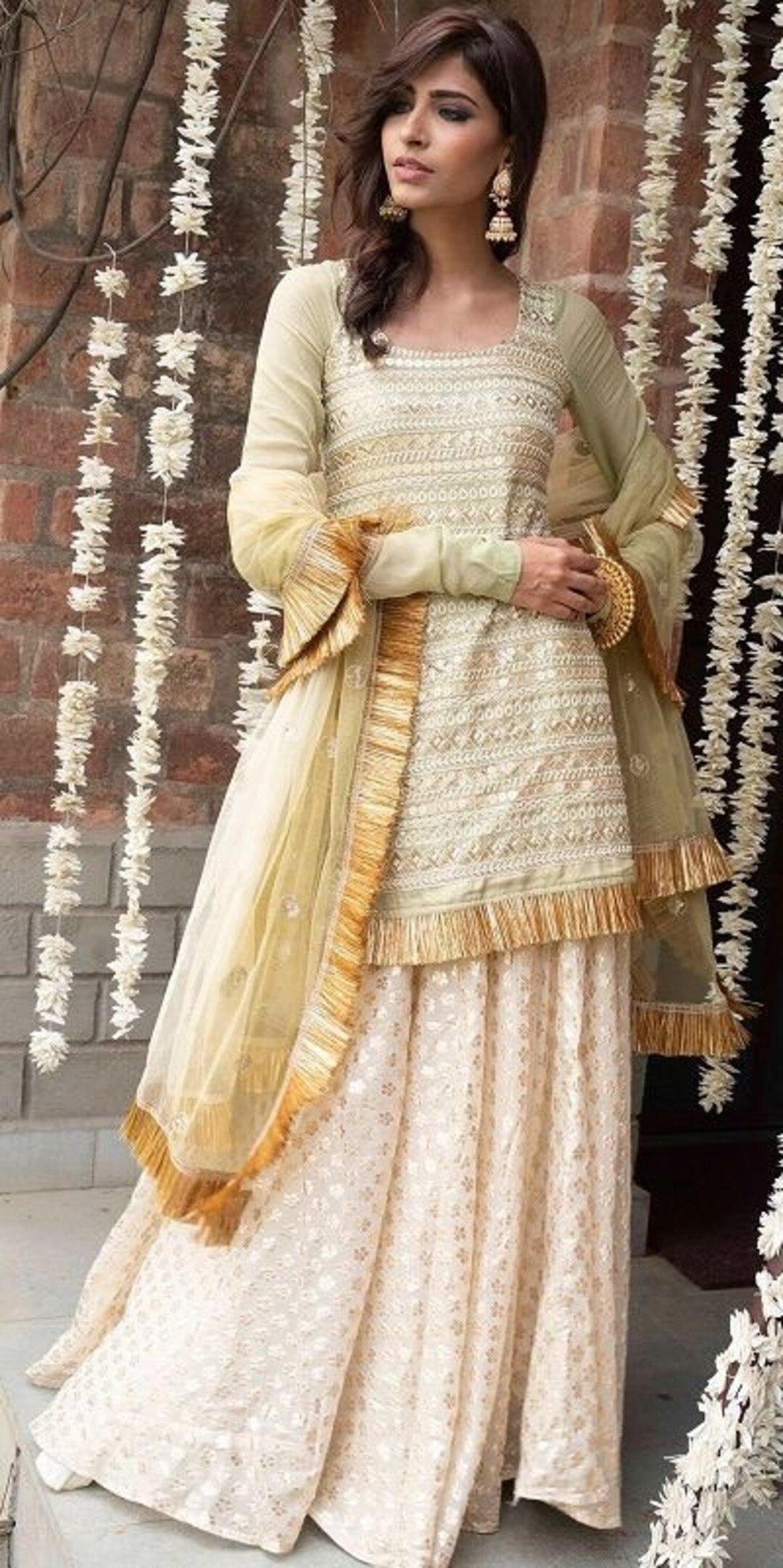 Beautiful Custom Made Sharara Dress Net Kurti With Sharara /mehendi ...