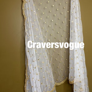Net Party Wear Dupatta With Mirror Embroidry Work Bridal Dupatta Indian ...