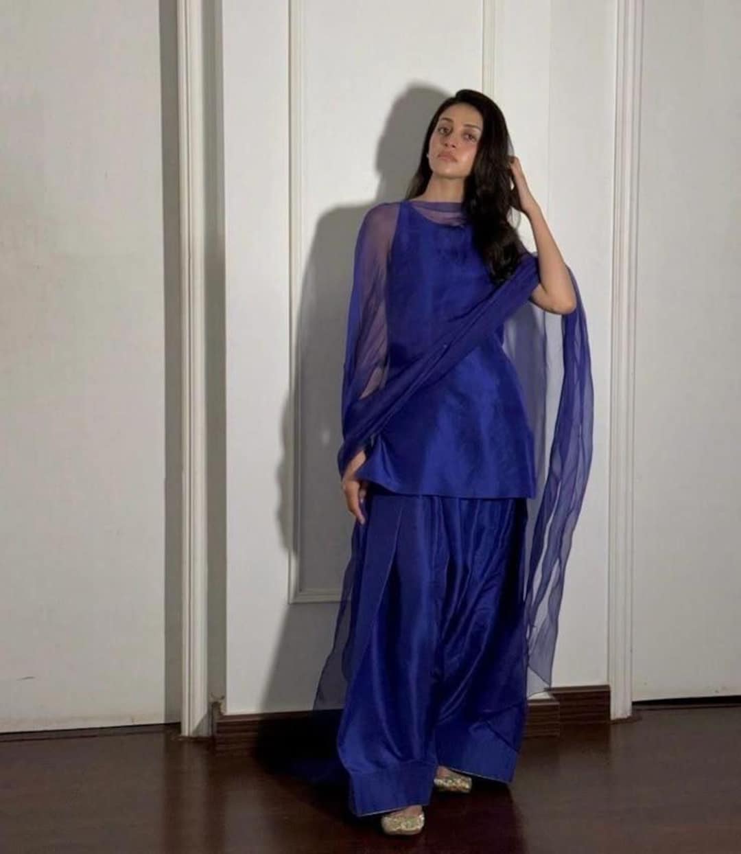 Navy Blue Raw Silk Salwar Kammez/pakistani Style Kurta Salwar With ...
