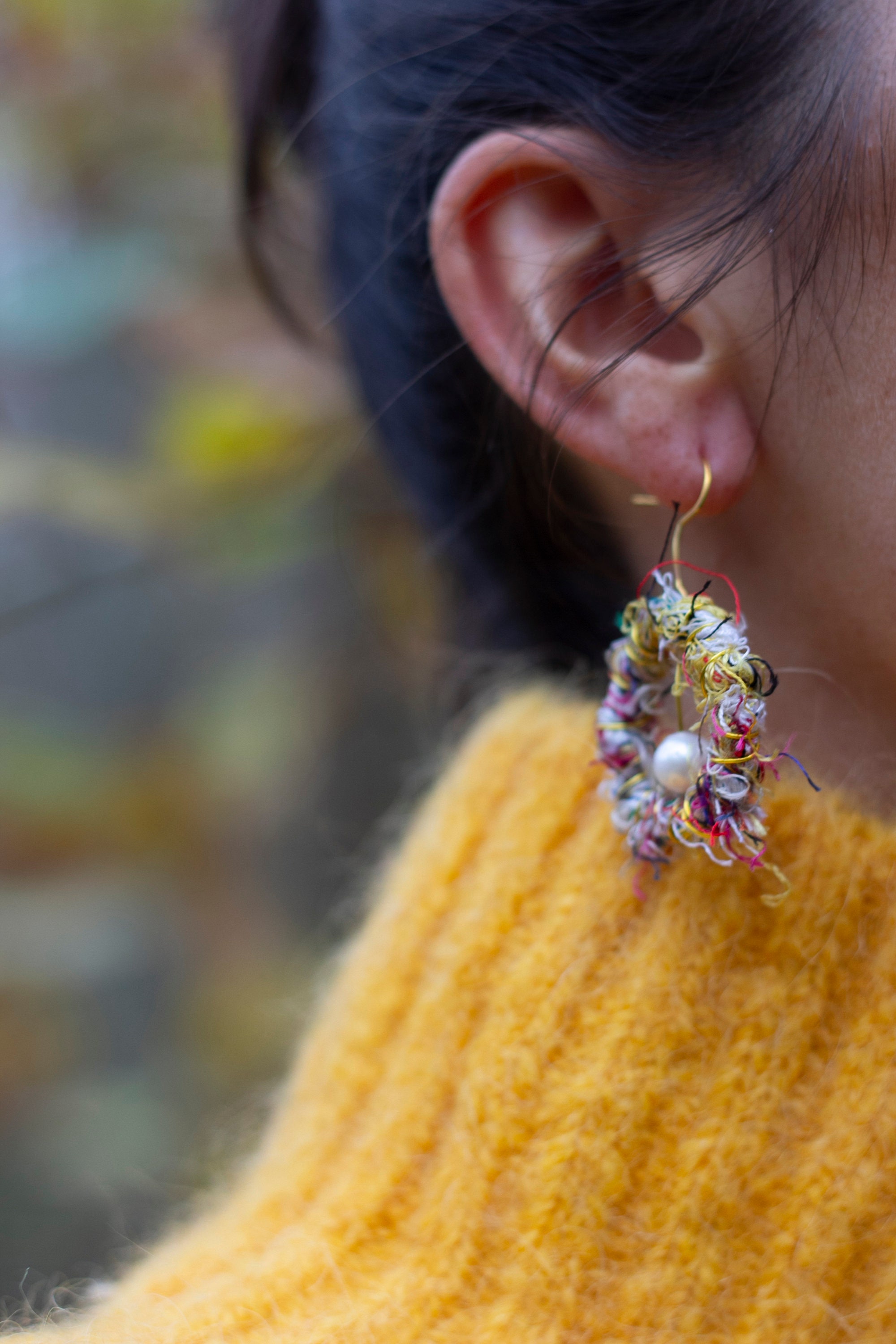 White Multi Coloured Boho Hoop Faces Made With Recycled Silk - Etsy