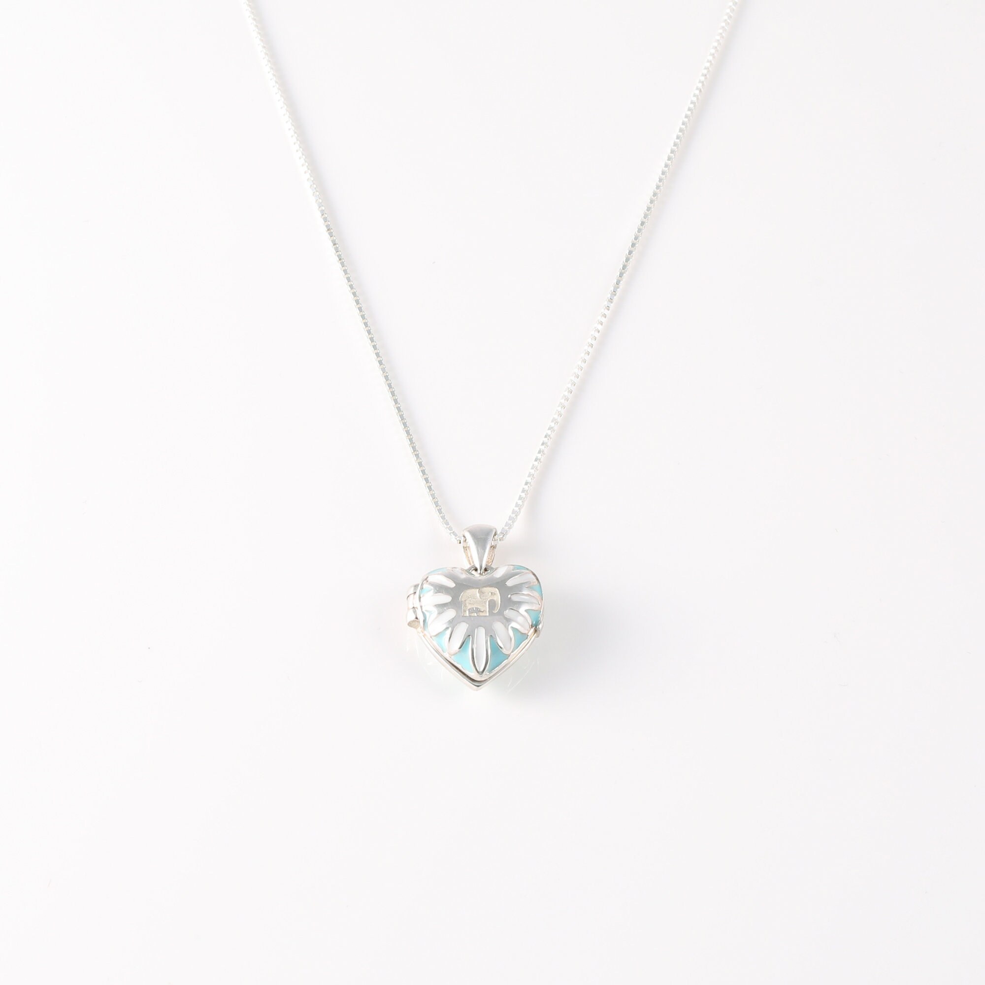 Silver Locket/heart Locket/enamelled Elephant Locket/sterling - Etsy