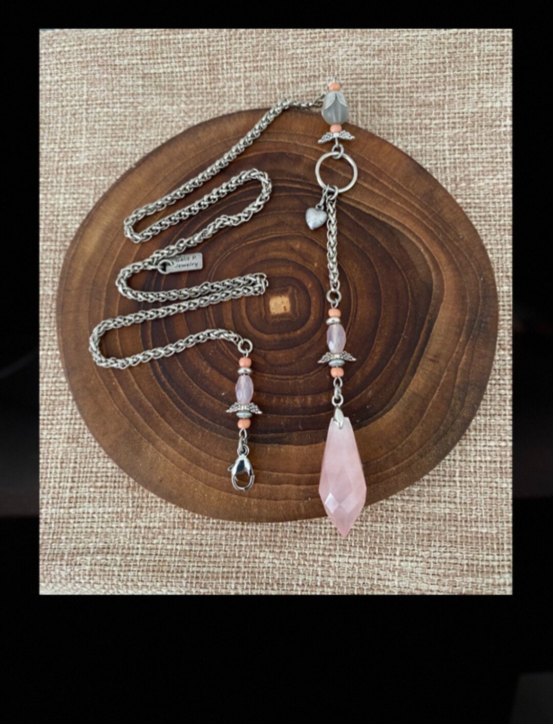 Pendulum Necklace-natural Stone Necklace-rose Quartz Stone Necklace ...