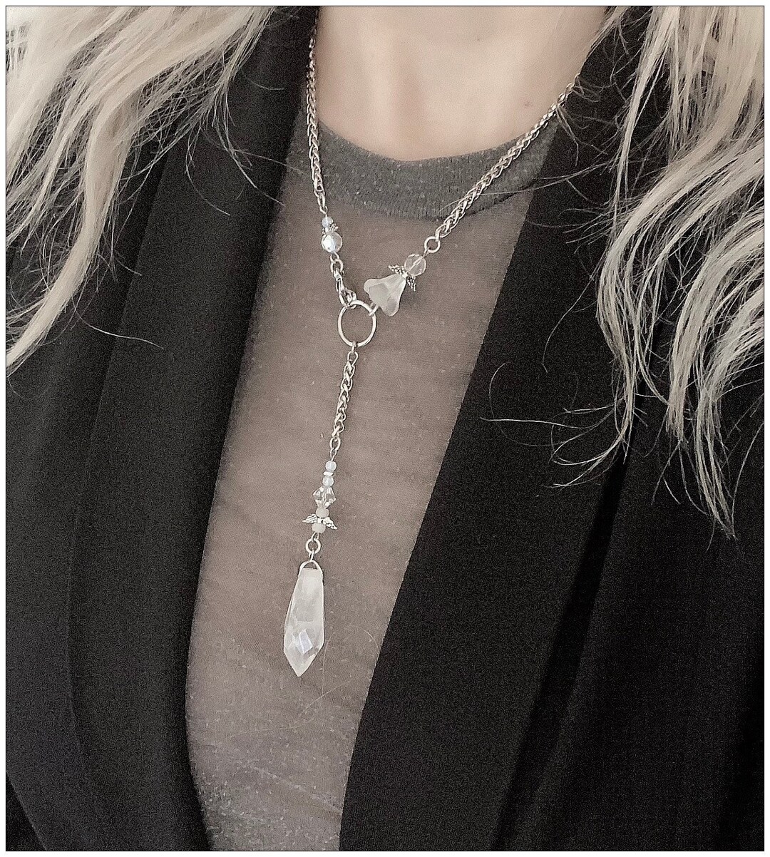 Pendulum Necklace-natural Stone Necklace-clear Quartz Stone Necklace ...