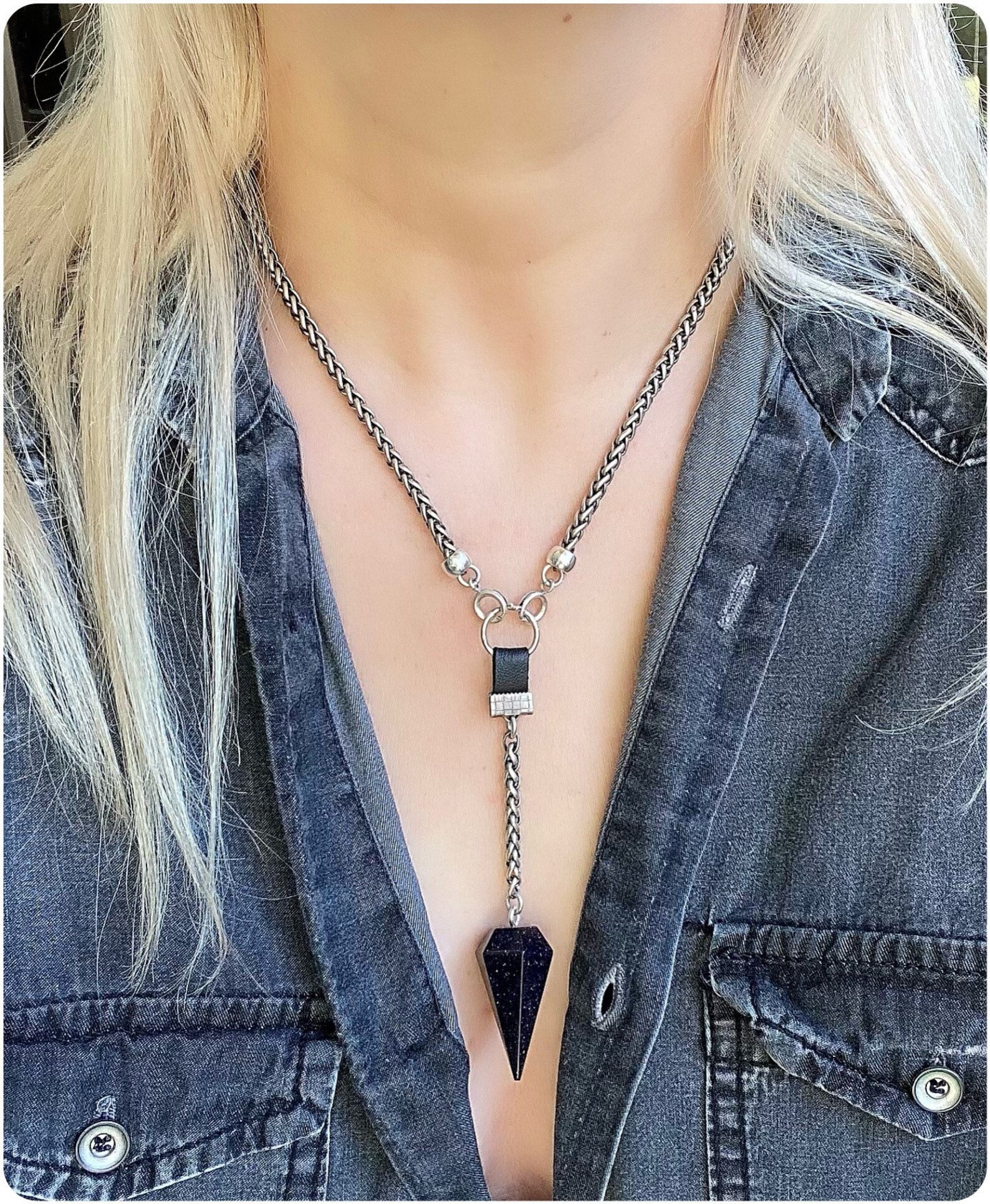 Pendulum necklace-blue sandstone necklace pendulum for | Etsy