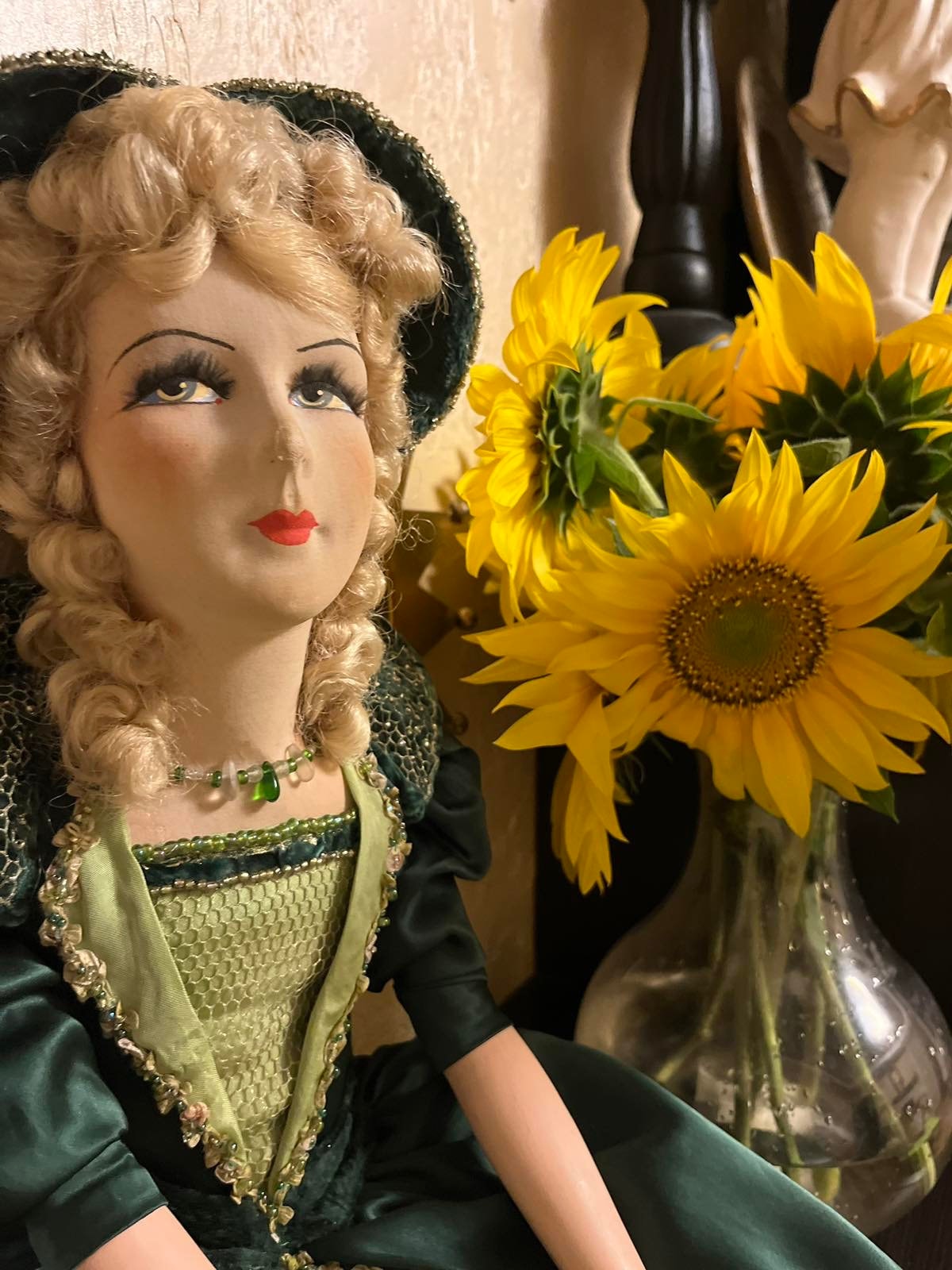 Будуарная кукла блондинка в зеленом - Etsy