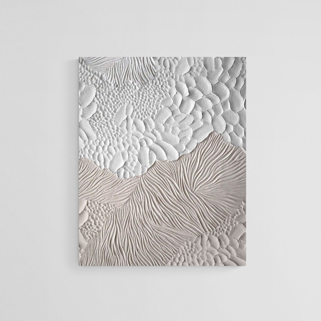 Large White Textured Abstract Painting, Minimalist Wall Art. Wabi-sabi ...