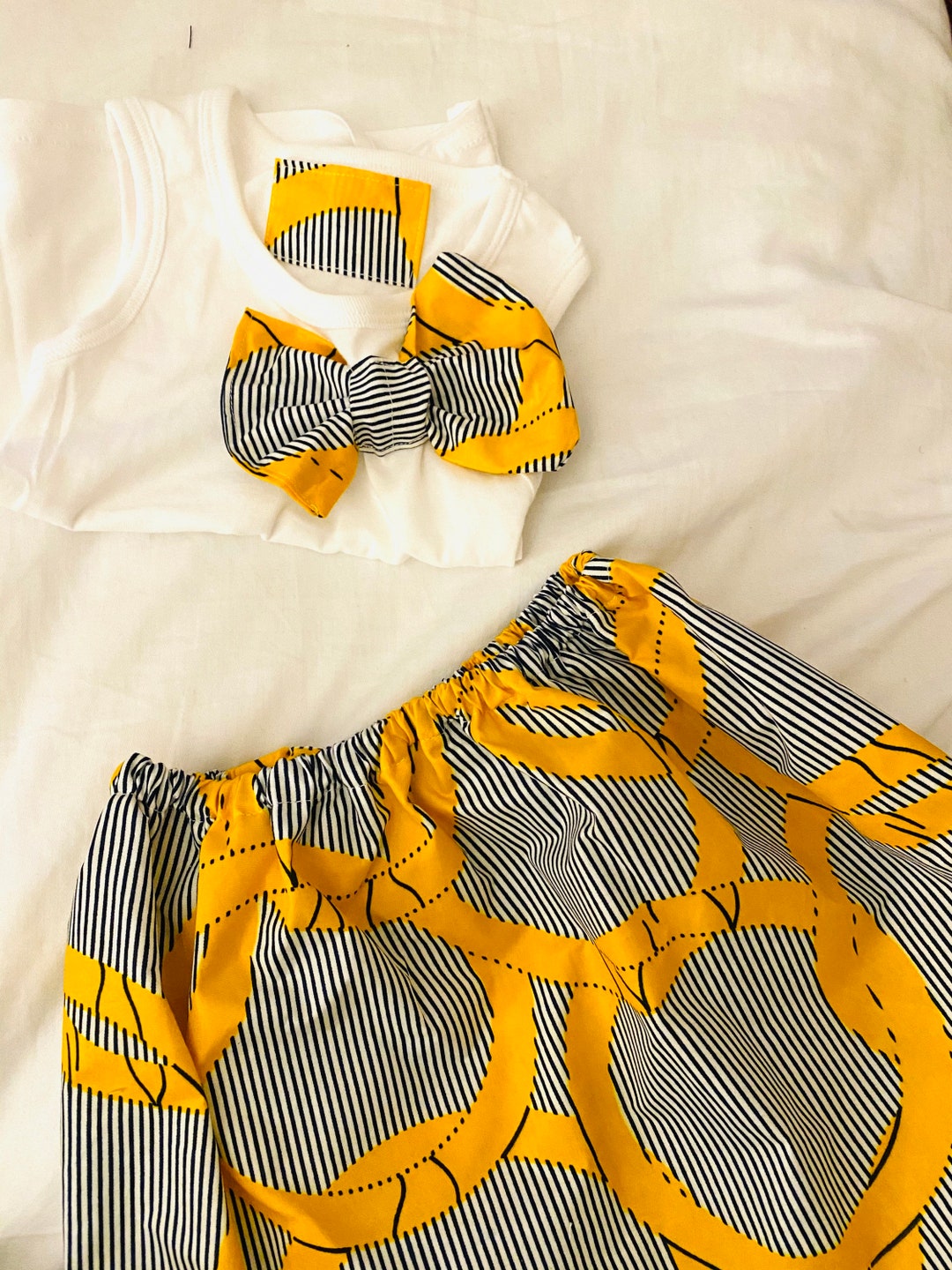 Wax Clothing Baby Girl Set in Wax Wax Skirt Bow Top Headband Pap Girl ...