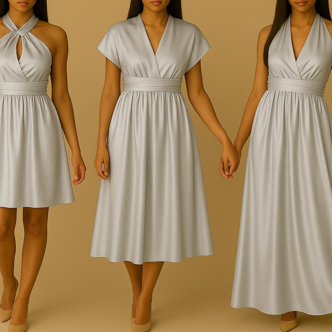 Silver Grey Infinity Dress - Minimalist Wedding Dress - Off-white Satin ...