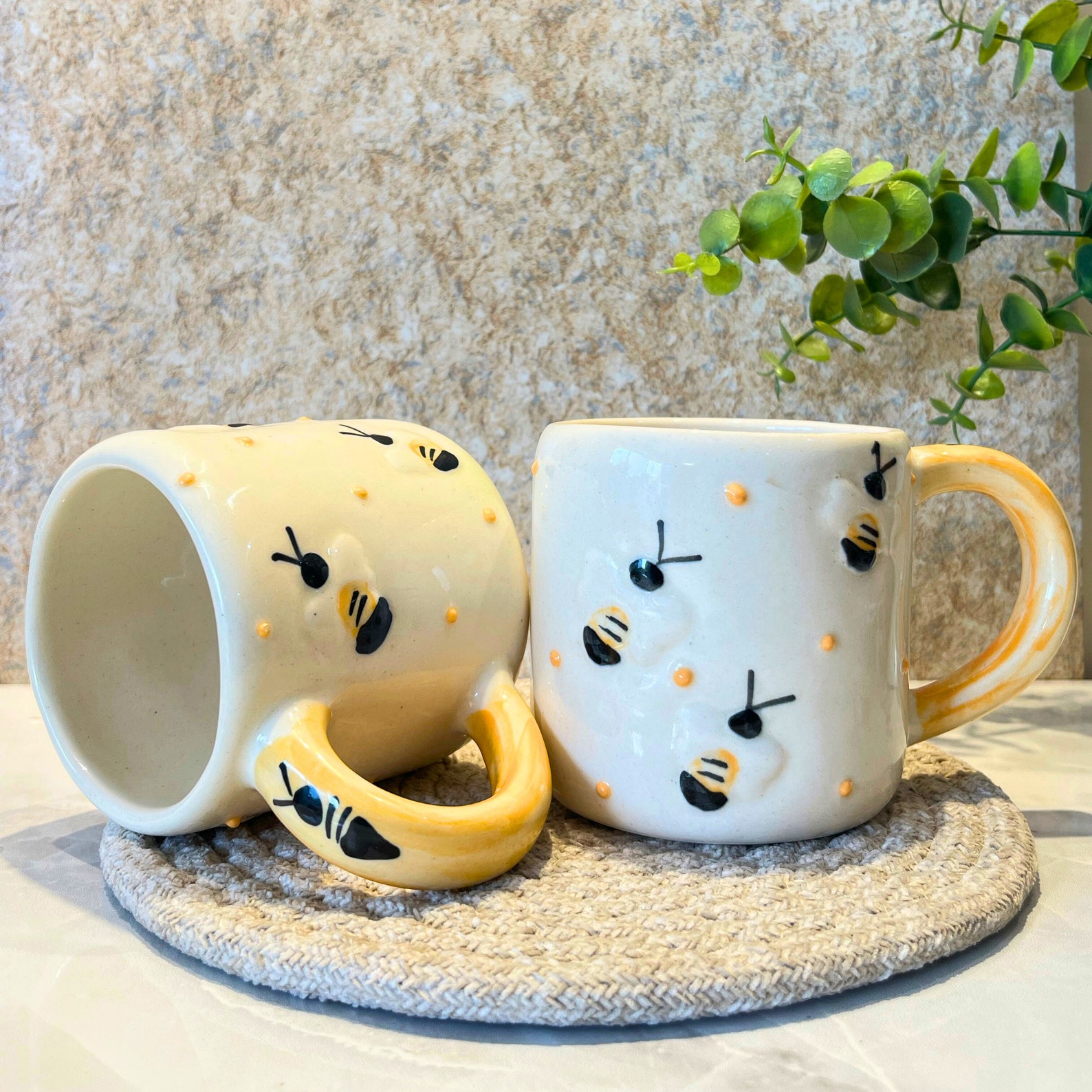 Ceramic Bee Coffee Mug Yellow Color Ceramic Coffee Mug - Etsy