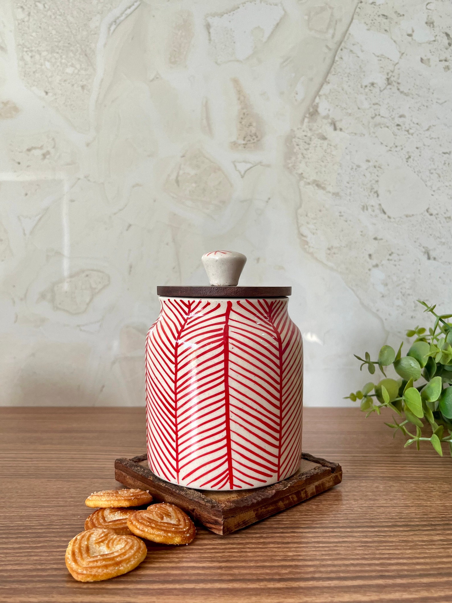 Handmade Red Ceramic Kitchen Jar: Airtight Cookie Container - Etsy