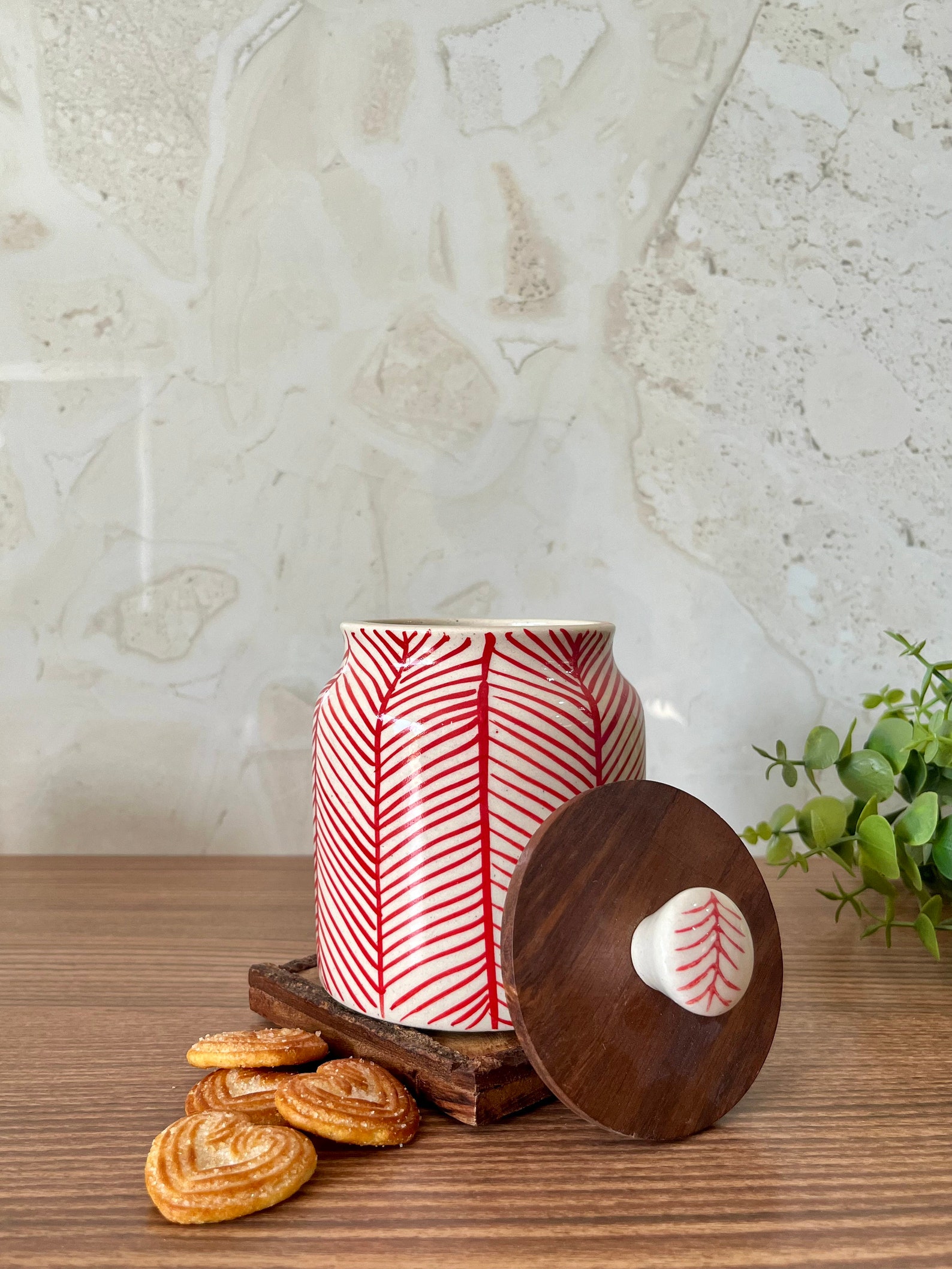 Handmade Red Ceramic Kitchen Jar: Airtight Cookie Container - Etsy