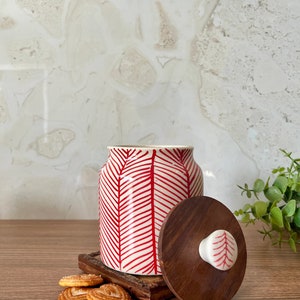 Handmade Red Ceramic Kitchen Jar: Airtight Cookie Container - Etsy