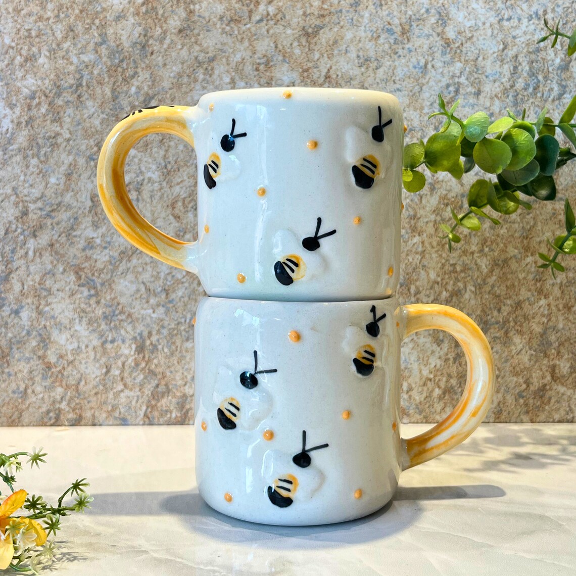 Ceramic Bee Coffee Mug Yellow Color Ceramic Coffee Mug - Etsy