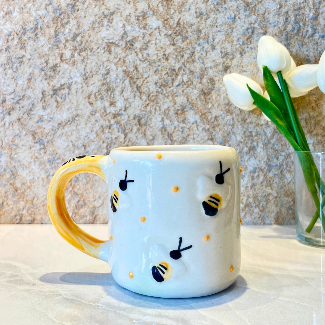 Ceramic Bee Coffee Mug Yellow Color Ceramic Coffee Mug - Etsy
